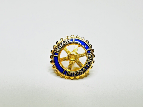 ROTARY INTERNATIONAL GOLD TONE / BLUE LAPEL PIN TIE TACK PINBACK ...