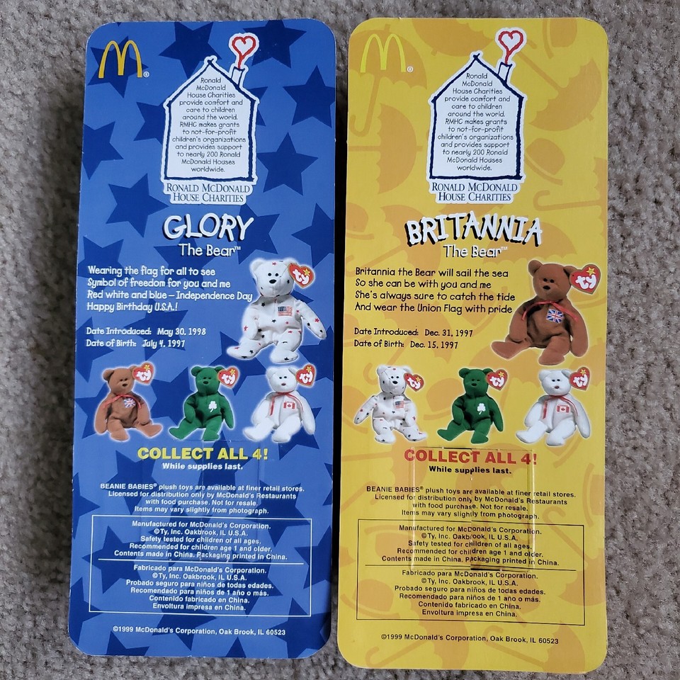 TY Beanie Baby w/ERRORS McDonalds International Bears Glory Britannia ...