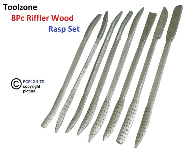 Toolzone 8pc Riffler Rasp Files Rifler Wood Double Ended Coarse Set ...