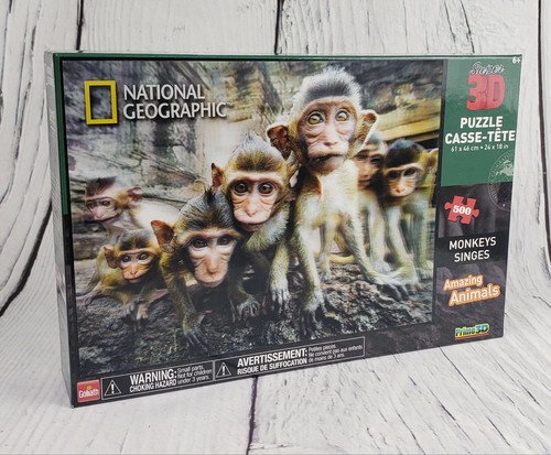 National Geographic Super 3D Puzzle Monkeys 500 Pieces Amazing Animals ...