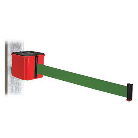 RETRACTA-BELT WH412RD25-GN-MM Belt Barrier, 4-1/4" H, Green Belt, Red ...