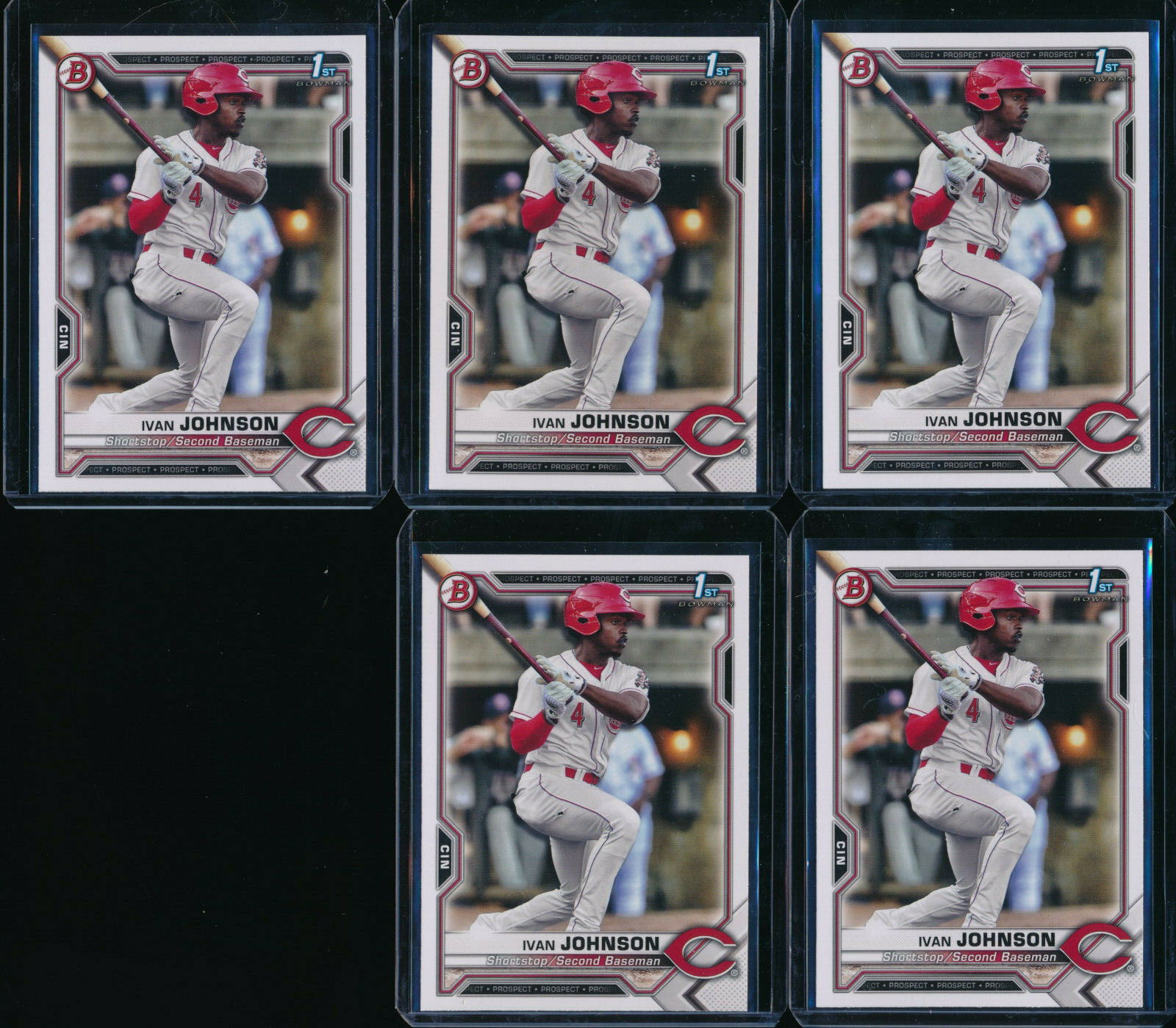 Lot of (5) IVAN JOHNSON 1st 2021 Bowman Paper Prospects Reds Rookie ...