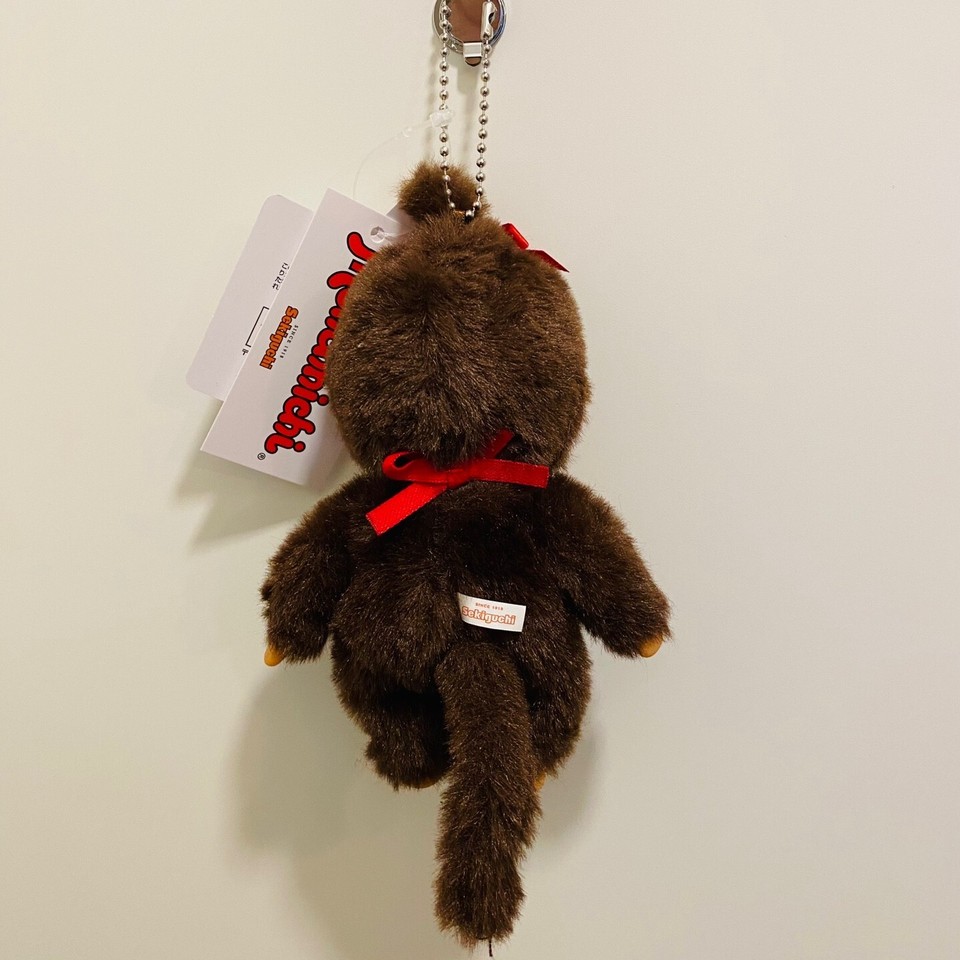 Monchhichi Standard Brown girl plush doll with tag SS size Key chain ...