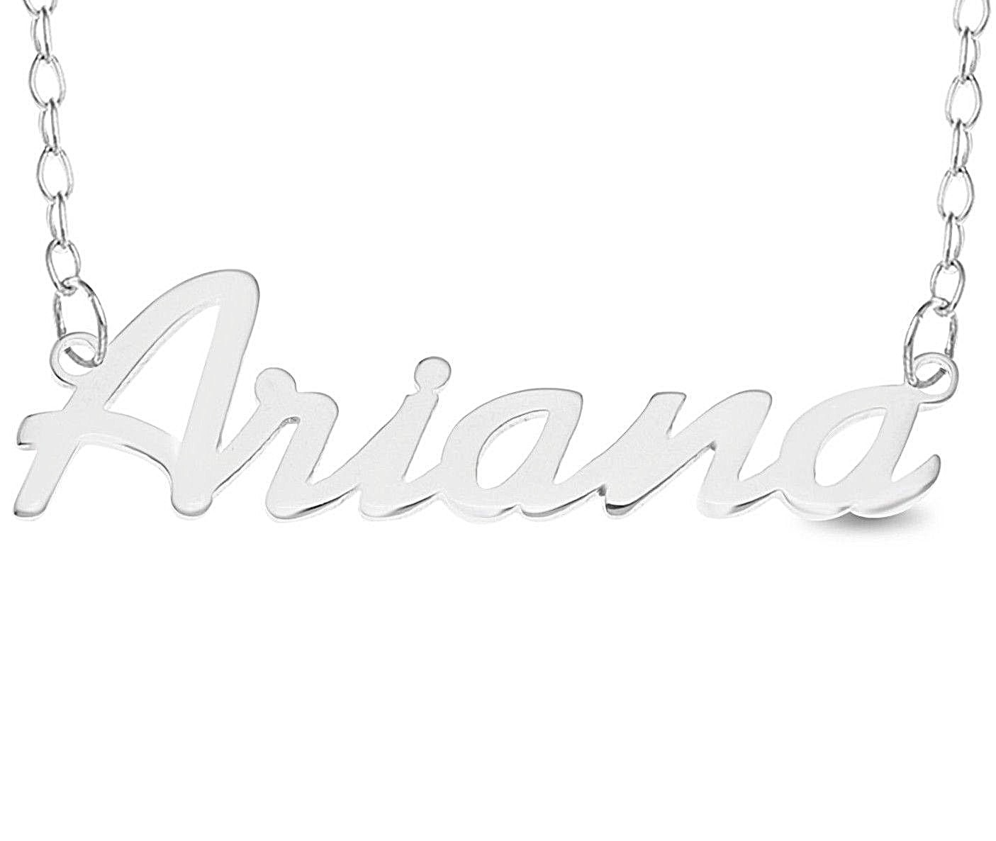 Ariana Name Plate Necklace Pendent Sterling Silver female Personalized ...