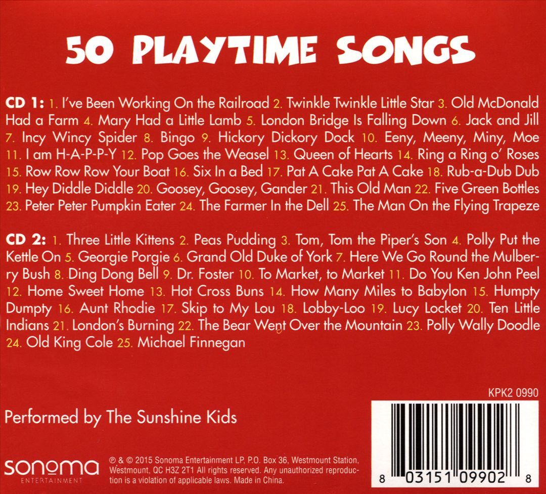 THE LITTLE SUNSHINE KIDS 50 PLAYTIME SONGS FOR KIDS NEW CD 803151099028 ...