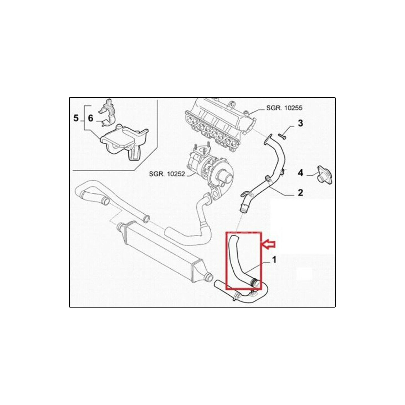 TUBO ARIA INTERCOOLER PER FIAT GRANDE PUNTO 1300 MULTIJET 51816510 ...