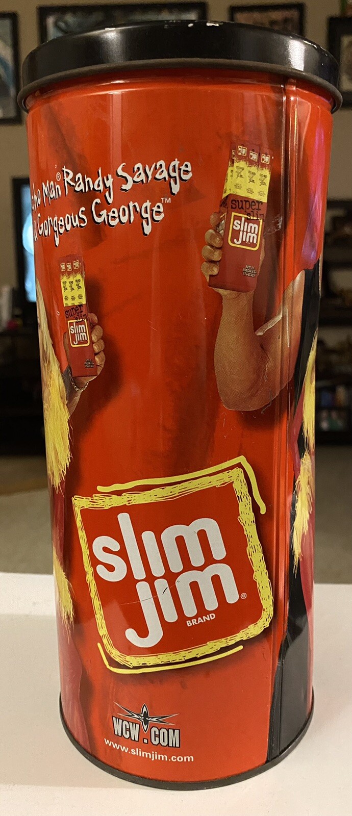Macho Man Randy Savage Slim Jim store display can WWE WCW WWF Dented | eBay