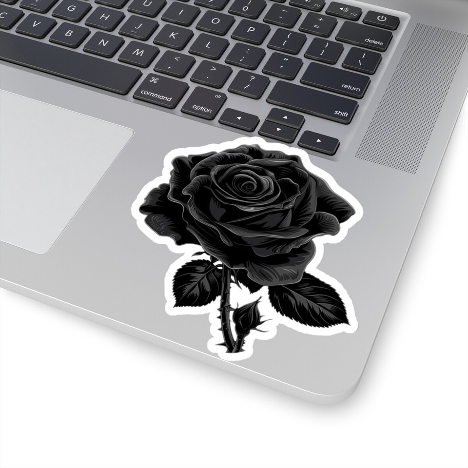 Black Gothic Rose Dark Flower Realistic Artwork Kiss Cut Sticker Vinyl ...