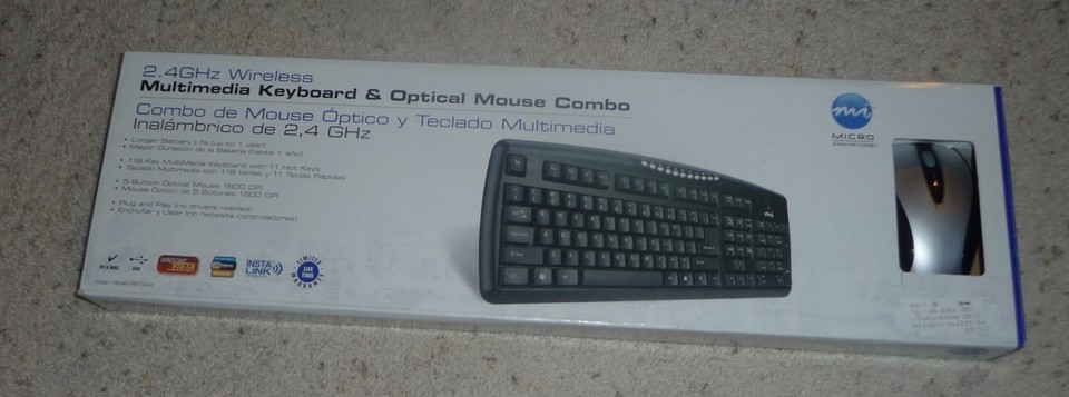 Rare Micro Innovations KB1100W Black Wireless Keyboard and Black/Silver ...