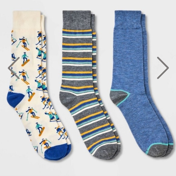 GOODFELLOW Men's 3 Pair Multi-Color Geometric Motif Crew Socks | eBay