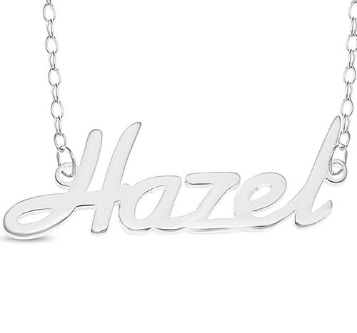 Hazel Name Plate Necklace Pendent Sterling Silver female Personalized ...