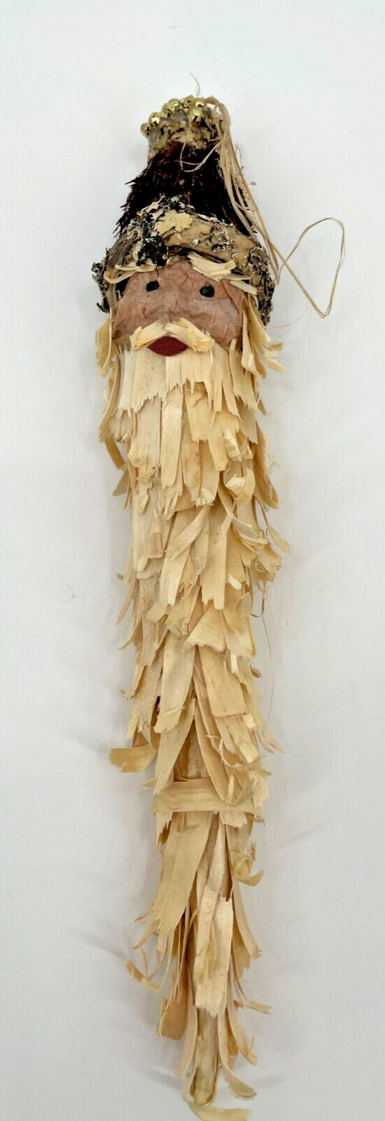 Vintage Paper Mache Primitive Santa Face Corn Husk Beard Beaded ...