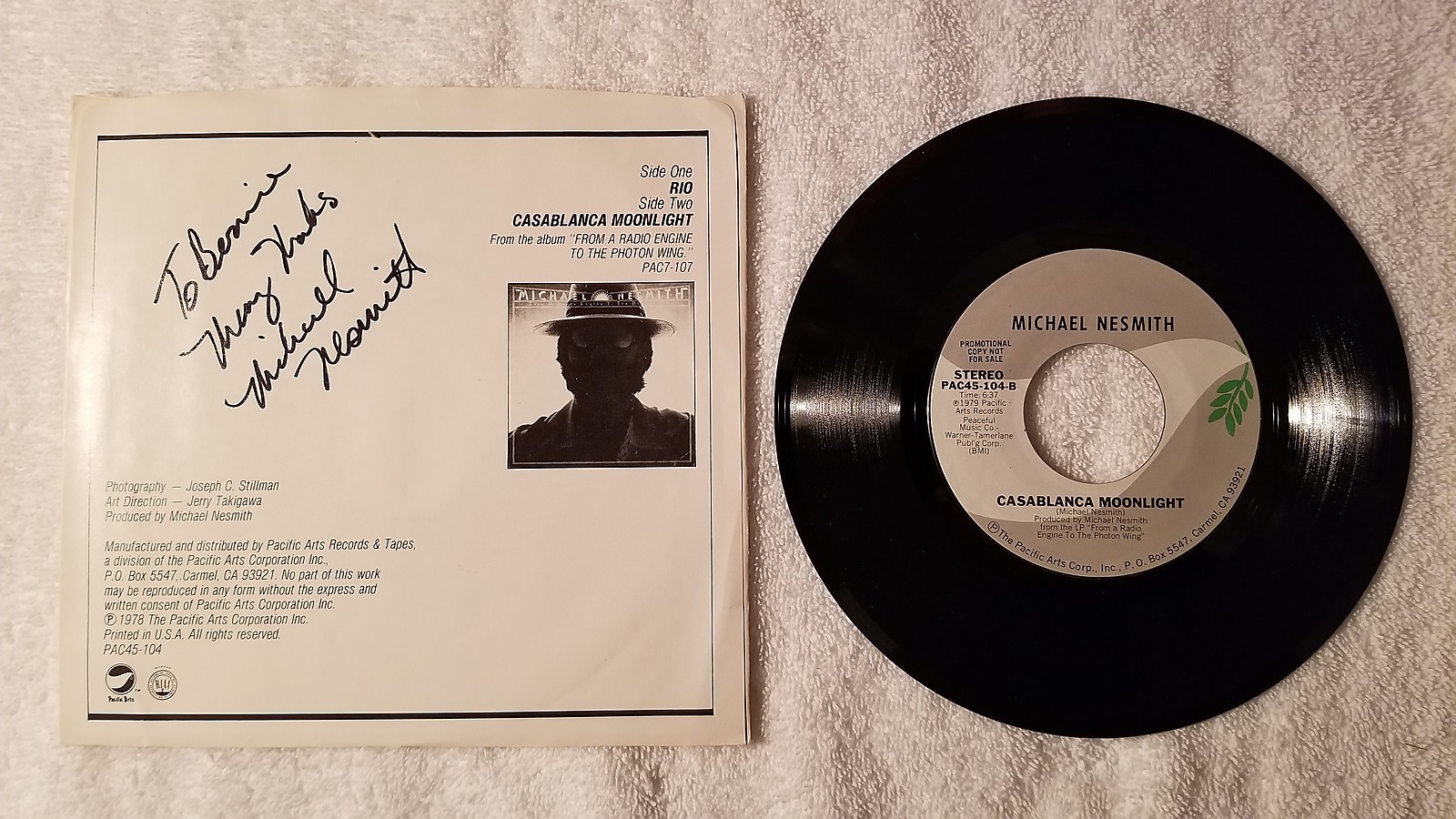 MICHAEL NESMITH Rio SIGNED PROMO 7" Vinyl Single 45 PS Super Rare ...
