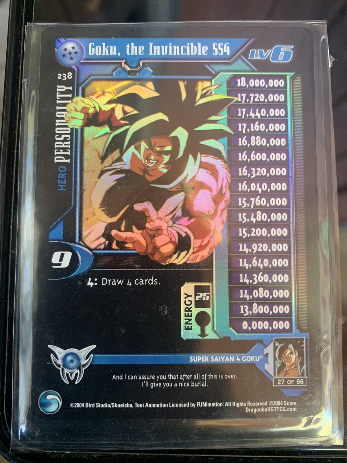 Dragonball GT Tcg Goku The Invincible SS4 Level 6 Foil Ultra Rare ...