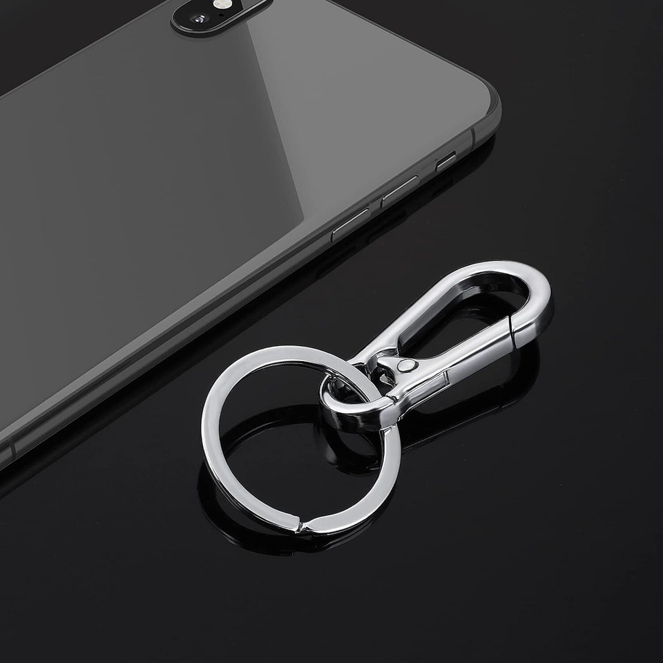 8× Keychain Key Ring Carabiner Clip Keyring Chain Fob Holder Silver ...