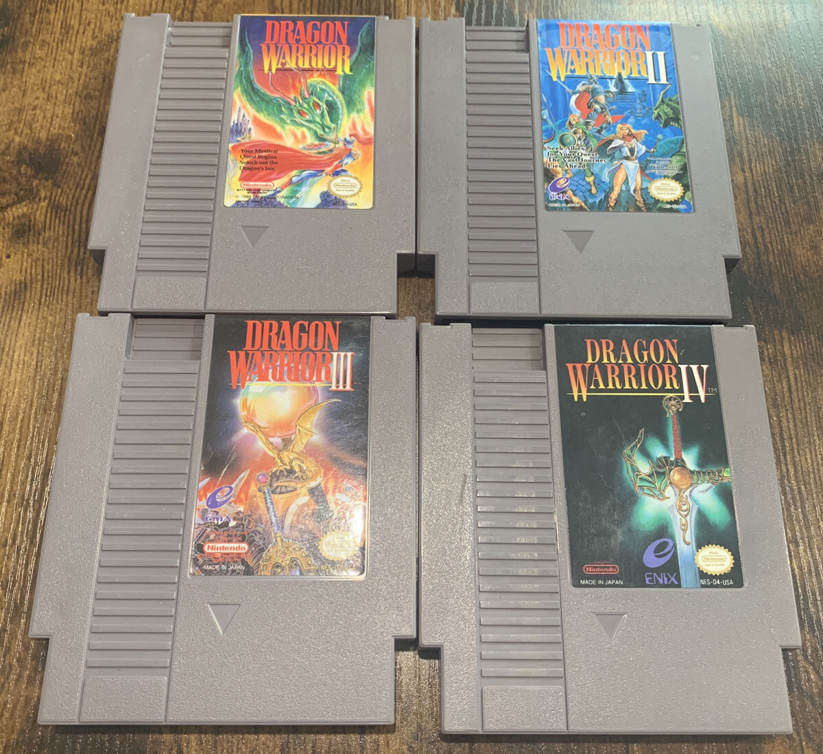 Nes Nintendo Dragon Warrior Lot 1 2 3 4 Set Collection w/ Protective ...