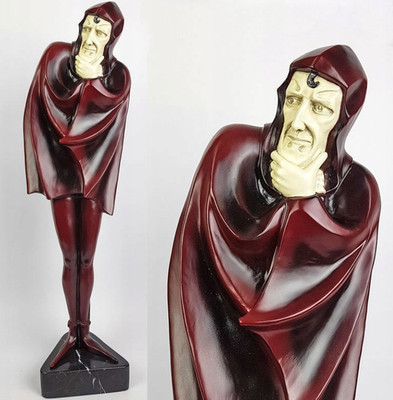 Large Bronze Mephistopheles Sculpture Marble Base Faust Devil Art ...