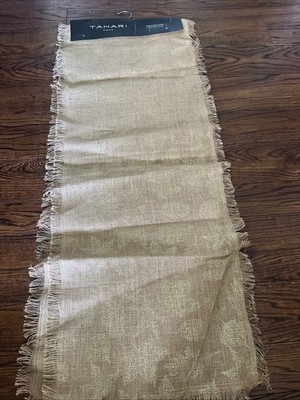 Tahari Home Table Runner 16 X 90 Tan Burlap Gold Color Fall Leaf ...