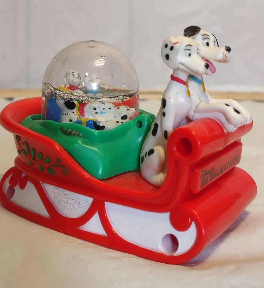 1996 Disney 101 Dalmatians Dog Sledding Christmas Snow Dome McDonald's ...