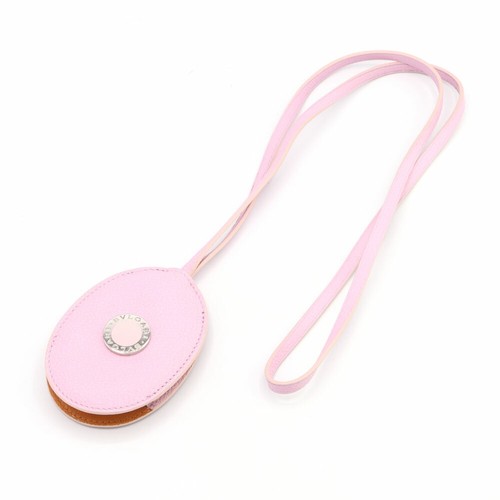 Pre-owned Bvlgari Bvlgari light pink leather key ring with neck strap ...