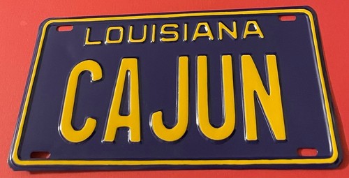Vintage Louisiana CAJUN Vanity Booster License Plate LSU Tigers Colors ...