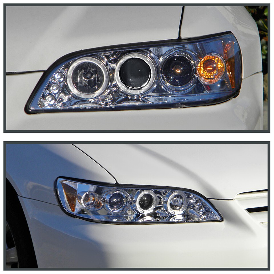 Fits 1998-2002 Honda Accord 2/4Dr LED Halo Projector Headlights Lamps L ...