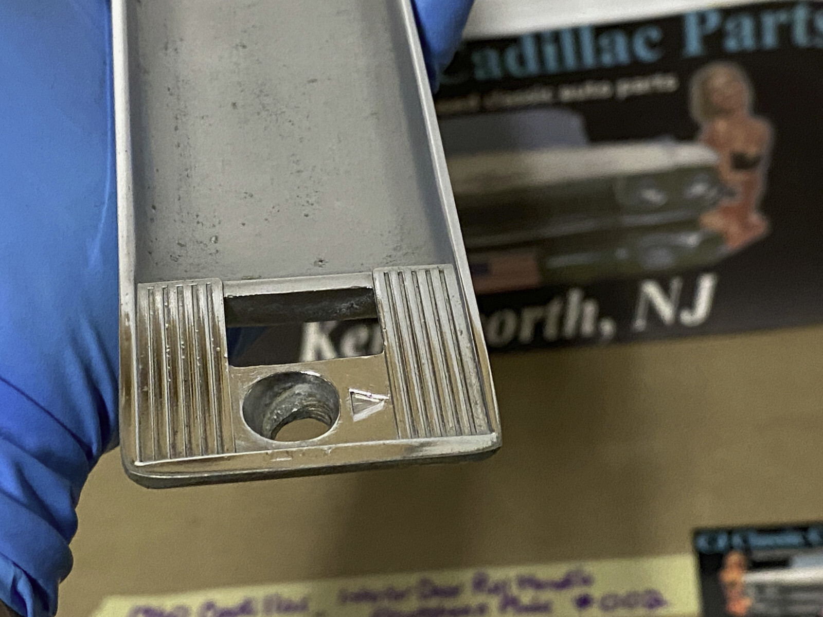 OEM 60 Cadillac INTERIOR DOOR PULL HANDLE TRIM BACK PLATE ESCUTCHEON ...