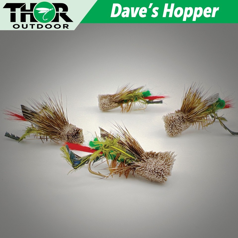 6 pc Dave's Hopper Fly Fishing Set - Olive, Size #10 - Dry Flies for ...