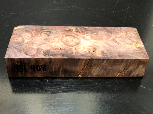 BL908 STABILIZED Double Dyed Maple Burl Knife Block Handle Pistol Grip ...