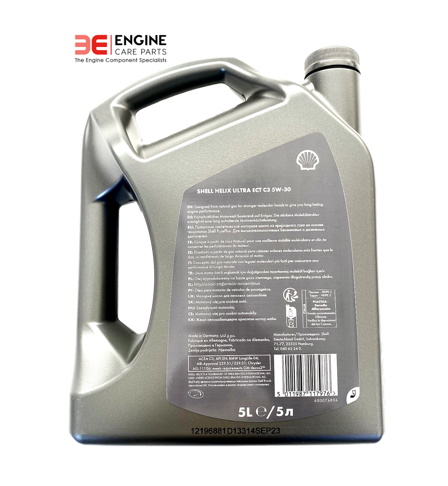 SHELL HELIX ULTRA ECT C3 5W30 5L FULLY SYNTHETIC ENGINE OIL ACEA C3 API ...