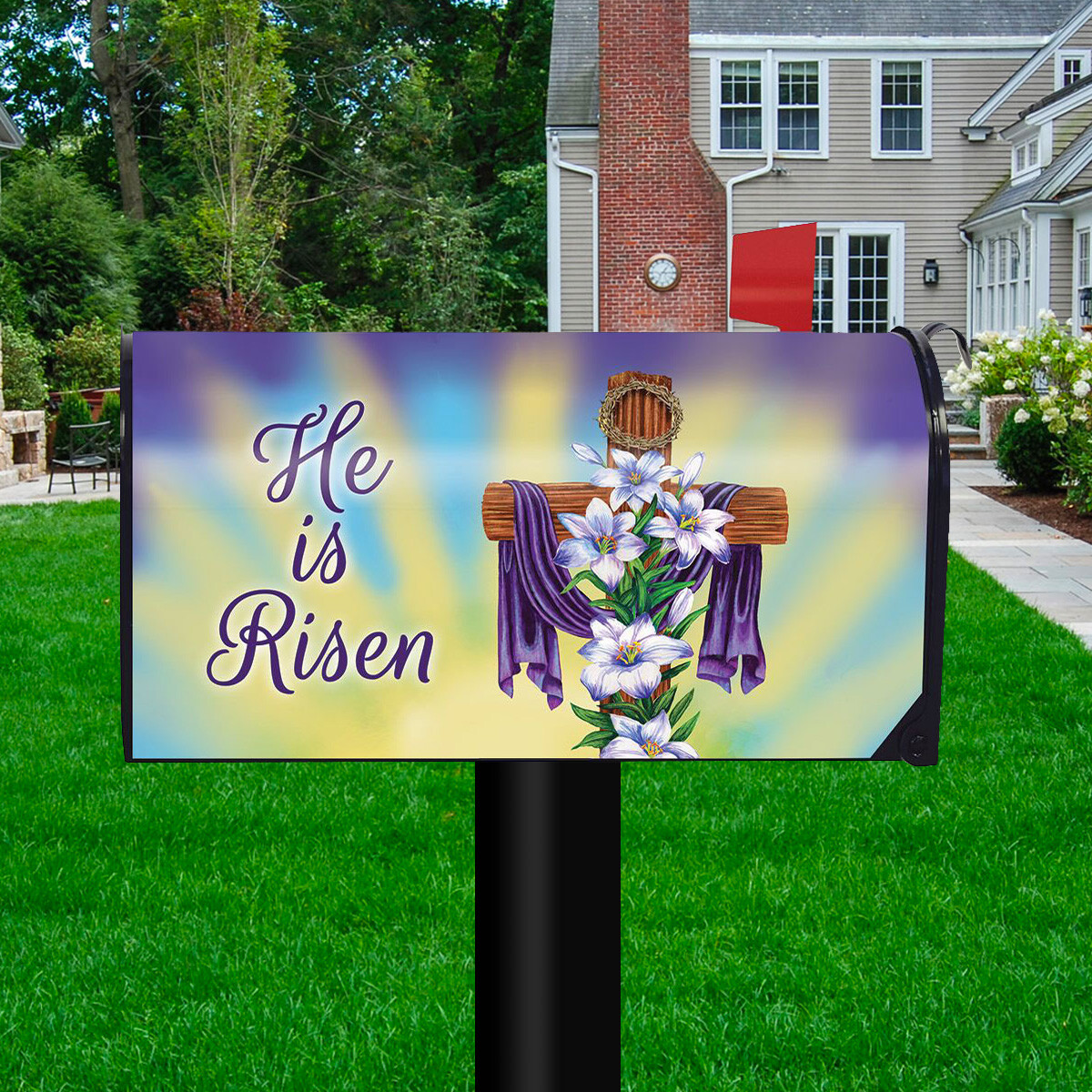 Easter Cross Religious Magnetic Mailbox Cover Holiday Lilies Briarwood ...