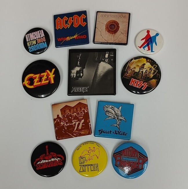 Vintage Heavy Metal Tour Buttons And Pins - Lot Of 12 - NWOBHM - Ozzy ...