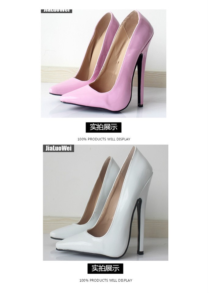 18cm High Stiletto Heel Women Pointed Toe Slip On Pumps Nightclub ...