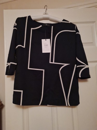 Ladies Cotton Jasper Conran Blue White abstract Lines 3/4 Sleeves Top ...