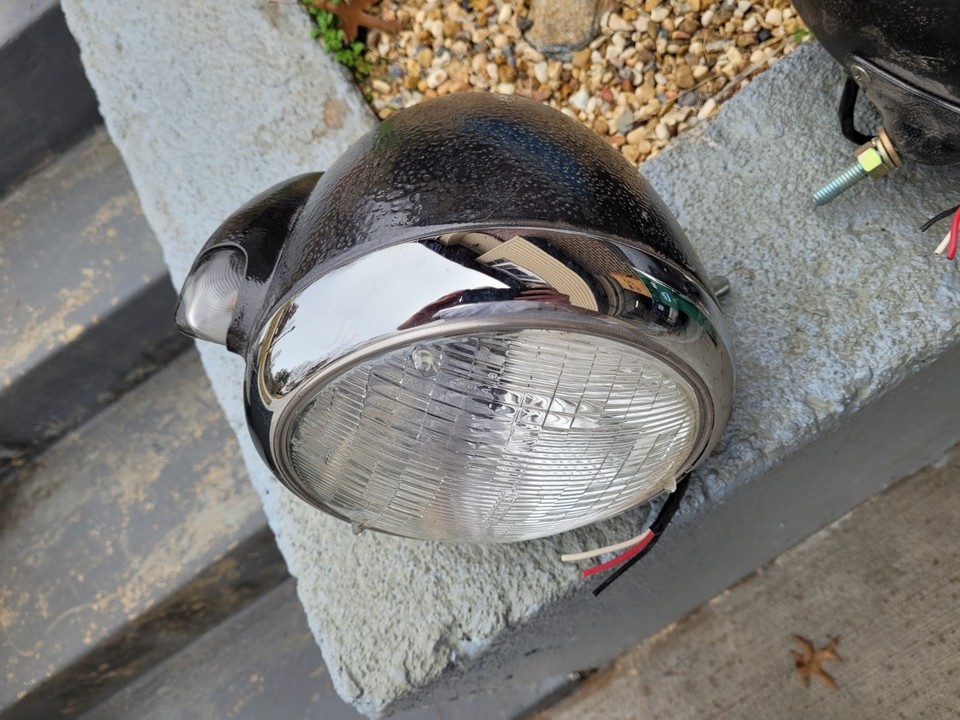 RESTORED VINTAGE GUIDE 682-C HEADLIGHTS OEM HOT ROD W/ MARKER LIGHT ON ...