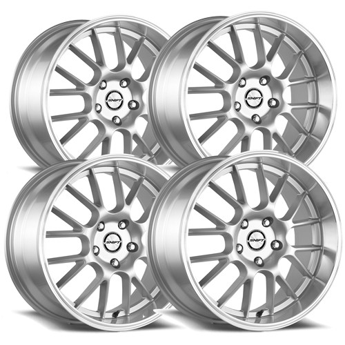 (Set of 4) Shift H28 Crank 17x7.5 4x100/4x4.5" +30mm Silver Wheels Rims ...