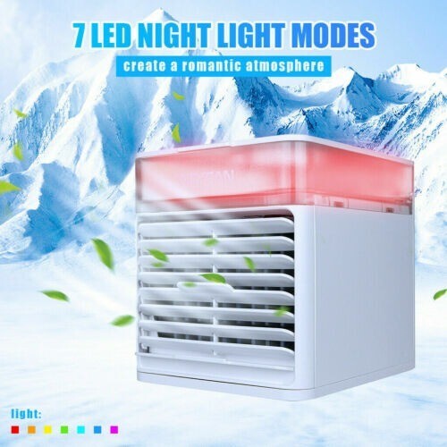 NexFan Mini Air Cooler Portable USB Fan 7 Colors LED Light 3 Speeds ...
