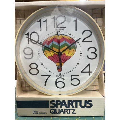 Spartus Hot Air Balloon Quartz Wall Clock 10” Early 90’s Vintage New ...