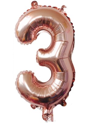 40" Giant Rose Gold Three Year Old Baby Birthday 3 Month Number Float ...