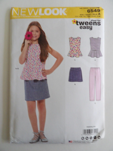 NEW LOOK Tweens Easy Pattern 6549 SKIRT PANTS TOPs Sz 7-14 NEW UNCUT ...