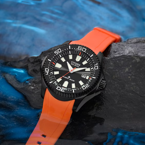New Citizen Eco-Drive Diver Men's Watch Promaster Black/Orange BN0088 ...