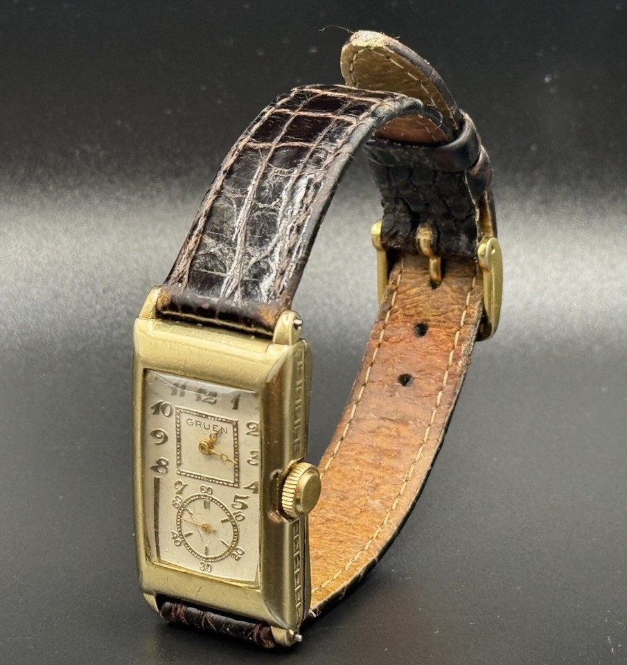 Gruen Techni-Quadron 14K Gold Fill 15 Jewel Duo Dial Doctor’s Watch 877 ...