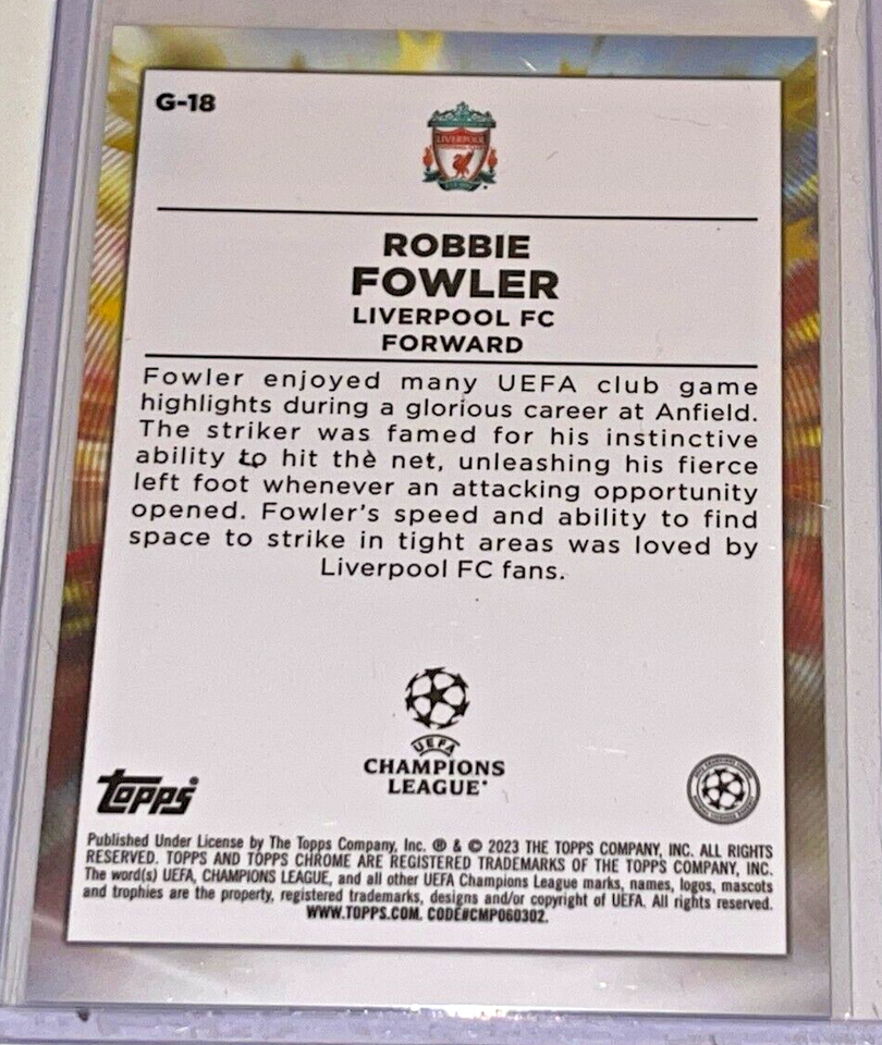 RARE ROBBIE FOWLER GOLAZO ROOKIE CARD 2023 TOPPS CHROME UEFA CHAMPIONS ...