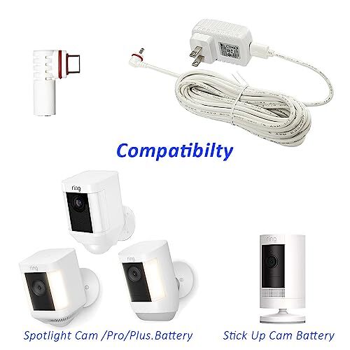 6Ft Charging Cable with Adapter for Ring Camera,Ring Power Cord for ...