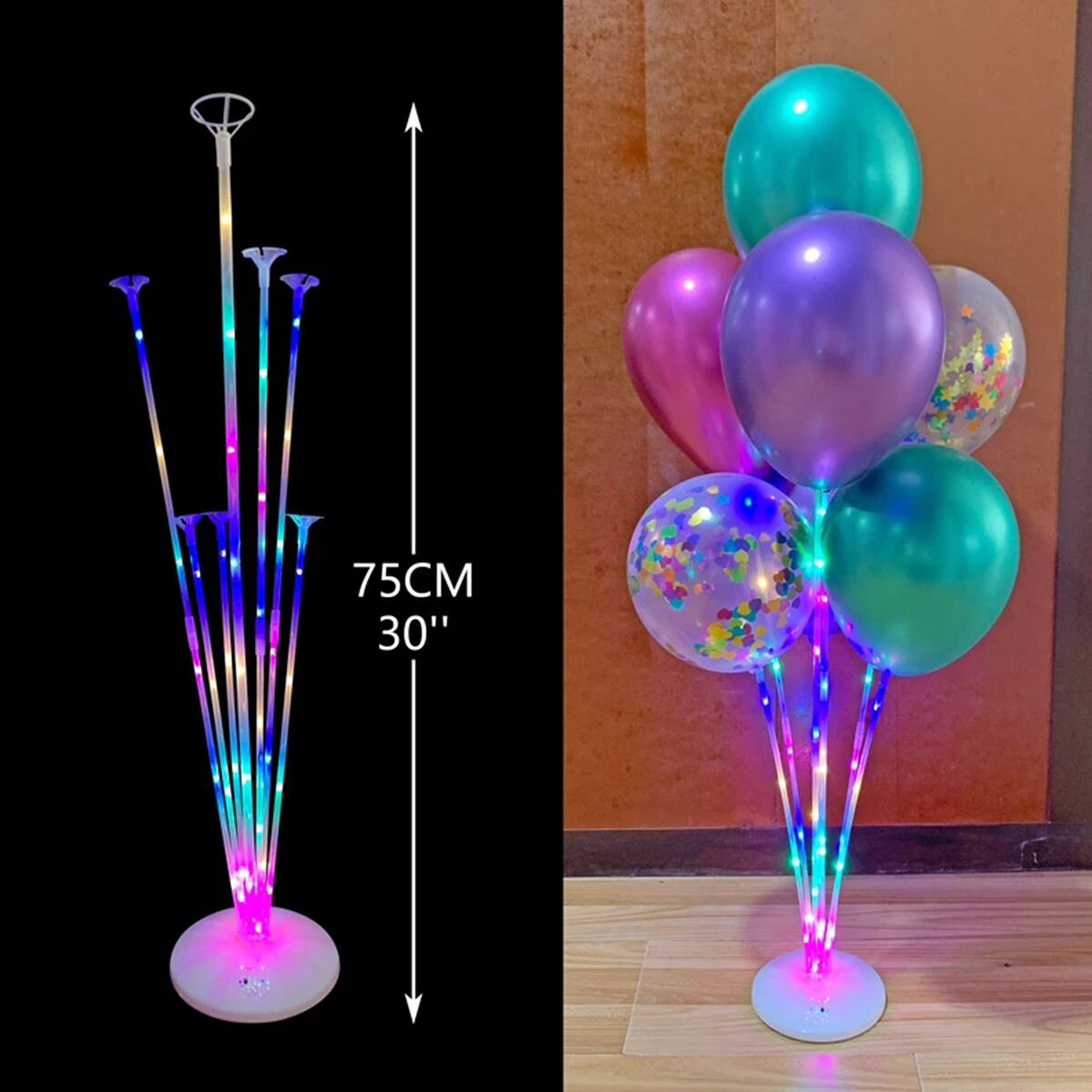 Reusable Balloon Stand Kit LED Balloon Stick Holder with 3 Light Modes ...