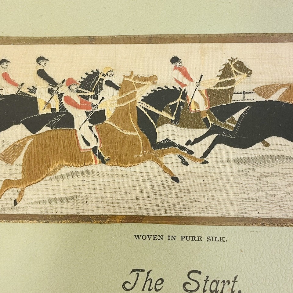 "The Start" Antique Stevengraph Horse Racing Silk Picture Framed ...
