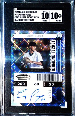 2022 Panini Chronicles Contenders Eury Perez Auto Diamond Ticket /15 ...