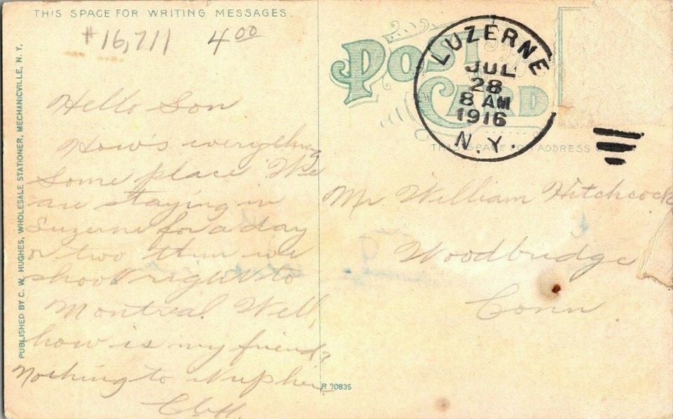 1916. LUZERNE, NY. MAIN STREET VIEW. POSTCARD. | eBay