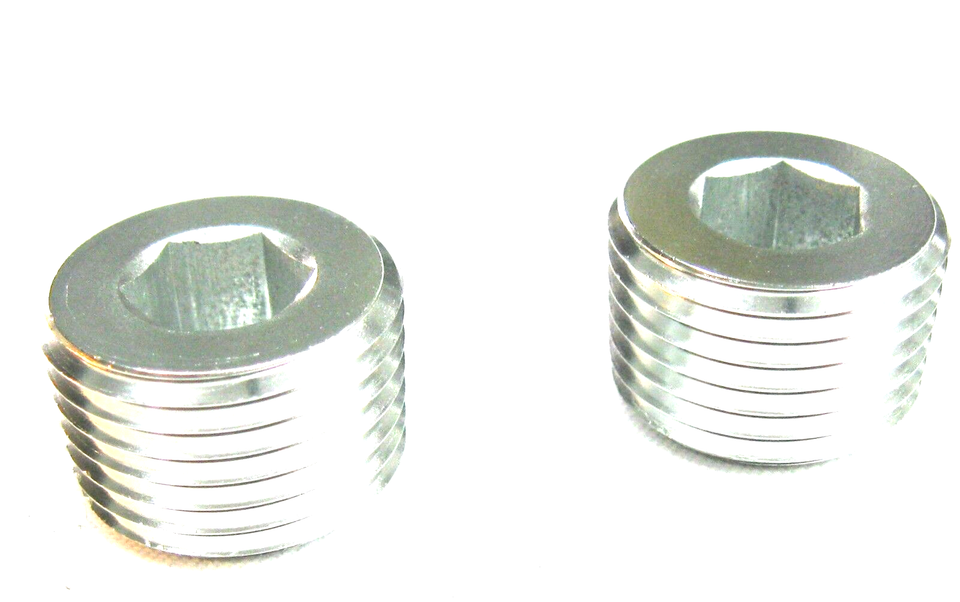 1/4 NPT Pipe Plugs Pair Recessed Allan Head Silver Anodized Aluminum ...
