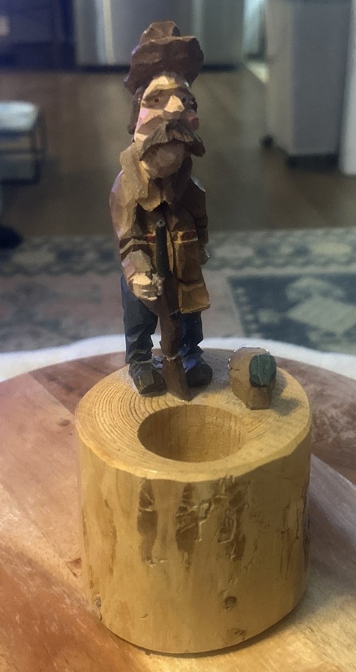 VTG Hand Carved Duck Hunter Duck Call Holder? Signed Montana Pines 1996 ...